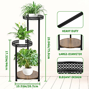Oppro Plant Stand Indoor Outdoor Clearance, 3 Tier Metal Corner Plant Stands Shelf Holder, Tierd Stand Flower Shelf Display Rack for Living Room Balcony Garden Patio, Black