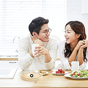 GANAZONO 1 Set Cloche Dome Cover Cocktail Drinks Lid with Wooden Base Clear Glass Display Dome for Infuser Smoker