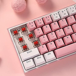 Redragon K617 Fizz 60% Wired RGB Gaming Keyboard, 61 Keys Compact Mechanical Keyboard w/White and Pink Color Keycaps, Linear Red Switch, Pro Driver/Software Supported