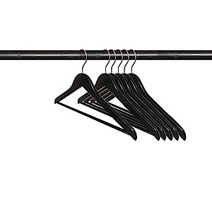 NAHANCO 8217CH20 Economy Wooden Suit Hanger with Attached Pant Bar, Chrome Hook, 17", Black (Pack of 20)