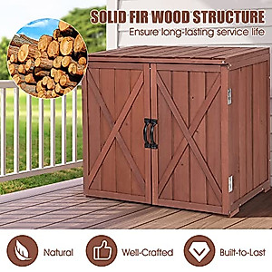 IRONMAX Outdoor Storage Cabinet, Garden Tool Shed with Magnetic Doors and Countertop, Wooden Small Storage Shed for Yard Deck Patio Backyard Poolside, 30’’ x 22’’ x 28.5’’