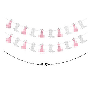Silver & Pink Boot and Cowboy Hat Garland Nash Bash Banner for Nashville Bachelorette Party Western Cowgirl Last Rodeo Last Hoedown Bachelorette Party Decorations