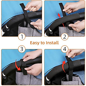 KJHG Stroller Organizer Bag,Multifunctional Stroller Bags with Insulated Cup Holder Baby Stroller Accessories Storage Bag for Bottle,Diaper,Phone,Keys,Toys,Baby Items (Black)