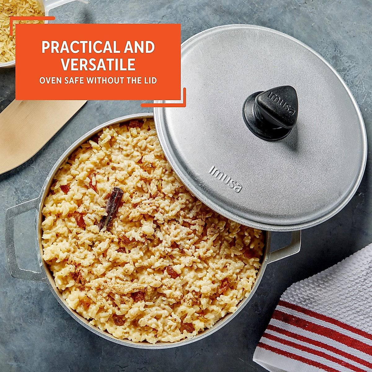 IMUSA USA GAU-80503 2.6Qt Traditional Colombian Caldero (Dutch Oven) for Cooking and Serving, Silver