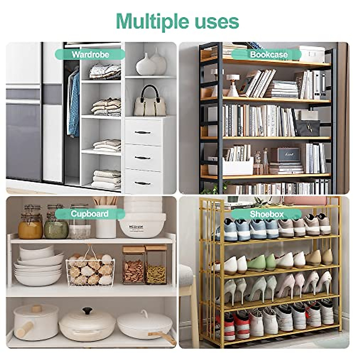 kingdalux 4Pack Acrylic Shelf Dividers for Closets Organization, Clear Shelve Divider for Purses Organizer and Clothes Storage Separators Shelves, for Bedroom,Kitchen, Cabinets, Bathroom, Office