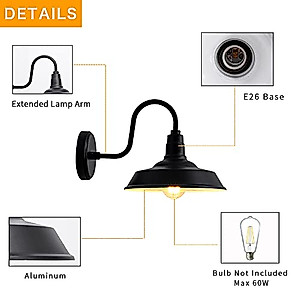 Double century 10" Barn Lights Outdoor, Gooseneck Exterior Lighting Fixture, Porch Light Wall Mount, Aluminum Garage Light, Farmhouse Outdoor Wall Light for House, Enterway