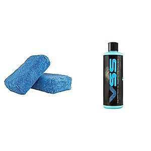 Chemical Guys COM_129_16 VSS One-Step Scratch and Swirl Remover (16 oz) and MIC_292_02 Premium Grade Microfiber Applicator, Blue (Pack of 2)