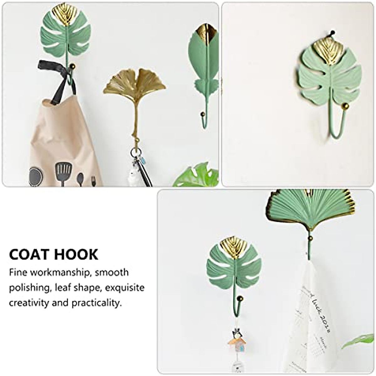 Alipis 2pcs Shaped Novel Wall Rack Mini Metal Design Key Gift Rustic for Coat Idea Art Bags Decorations Palm Multifunctional Keys Mounted Hooks Shape Leaf Hanger Tropical Towel Bathroom