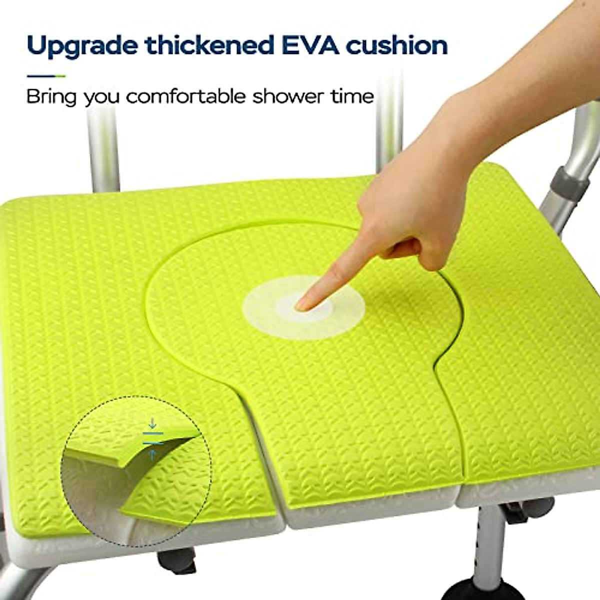 Shower Chair with Arms and Back, Boiarc Shower Benches for Inside Shower, Raised Toilet Seat with Handles, Shower Chairs for Seniors for Shower Stall, Bedside Commode for Elderly Disabled Pregnant