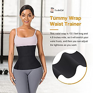 FeelinGirl Waist Trainer for Women Bandage Wrap Sauna Belt Long Torso Tummy Wraps Belly Body Shaper Waist Trimmer Belt