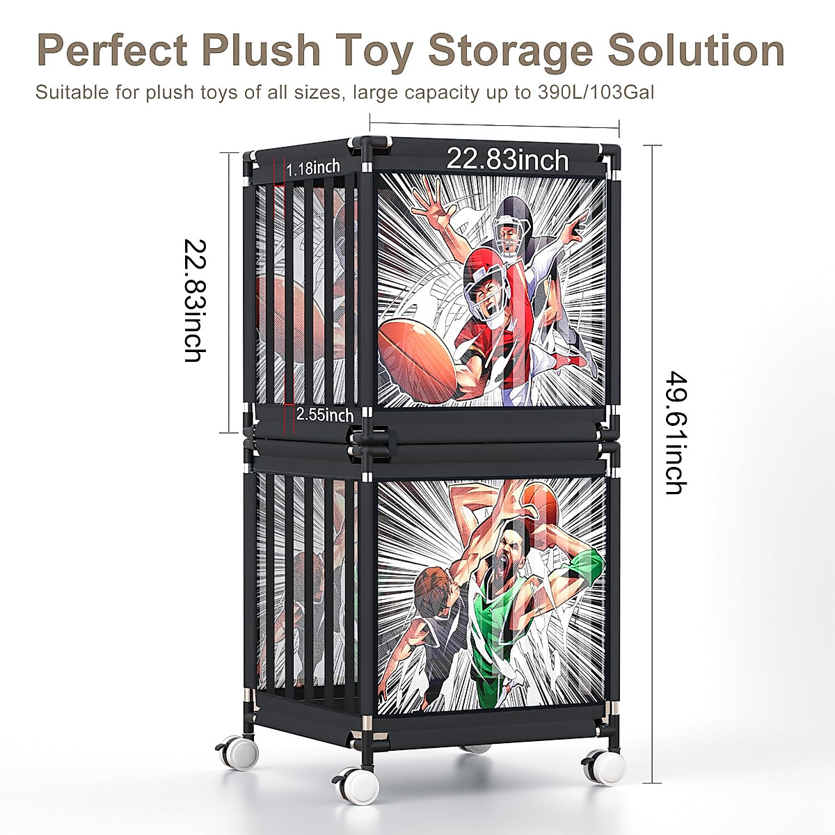 Asacbiiin Stuffed Animal Zoo Storage Organizer: Stainless Steels Stuffed Animal Organizer Bin with Removable Lid - Kids Stuffed Animal Holder Plushies Storage for Bedroom Nursery Playroom