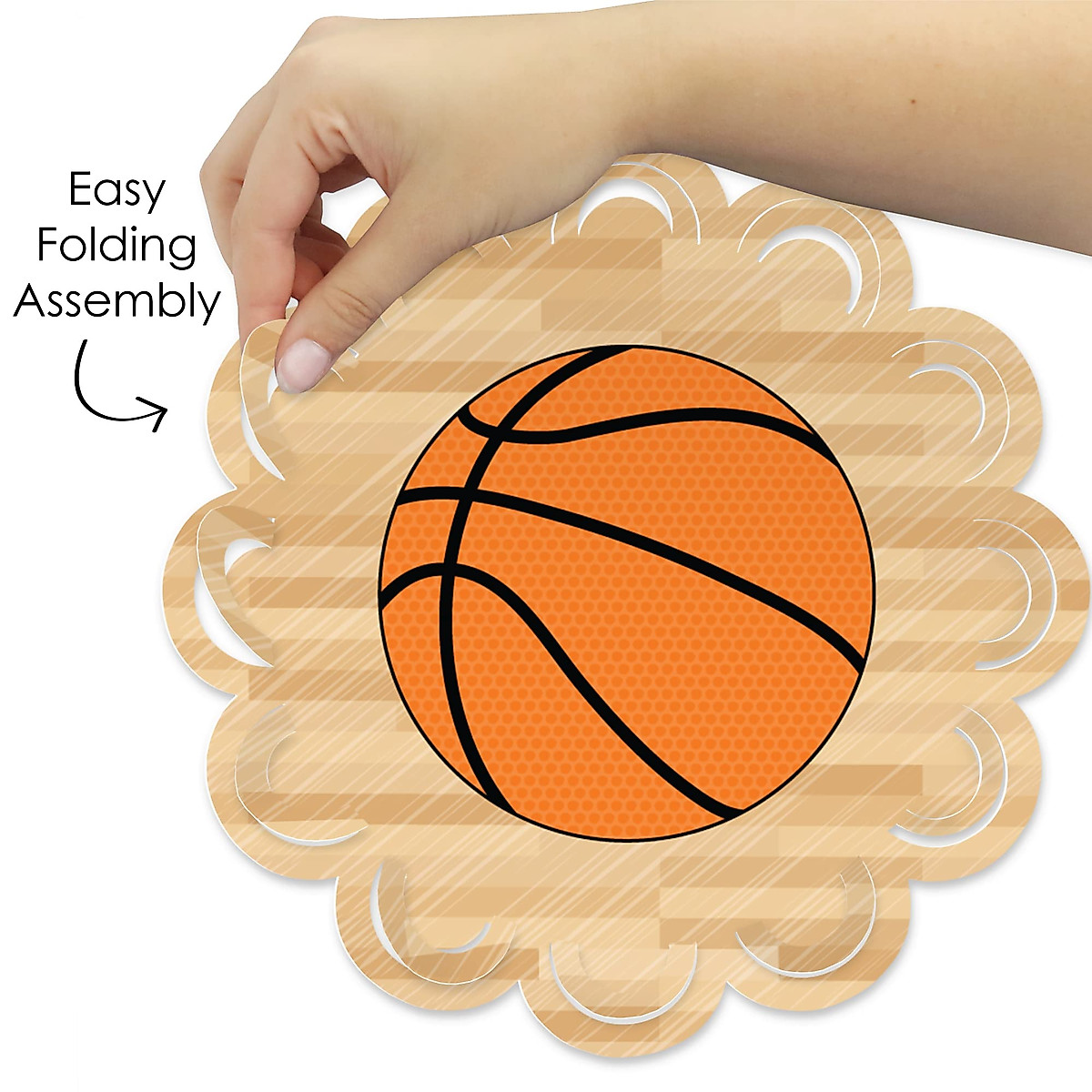 Big Dot of Happiness Nothin’ but Net - Basketball - Baby Shower or Birthday Party Round Table Decorations - Paper Chargers - Place Setting for 12