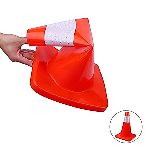 [ 12 Pack ] 18" Traffic Cones PVC Safety Road Parking Cones Weighted Hazard Cones Construction Cones for Traffic Fluorescent Orange w/4" Reflective Strips Collar