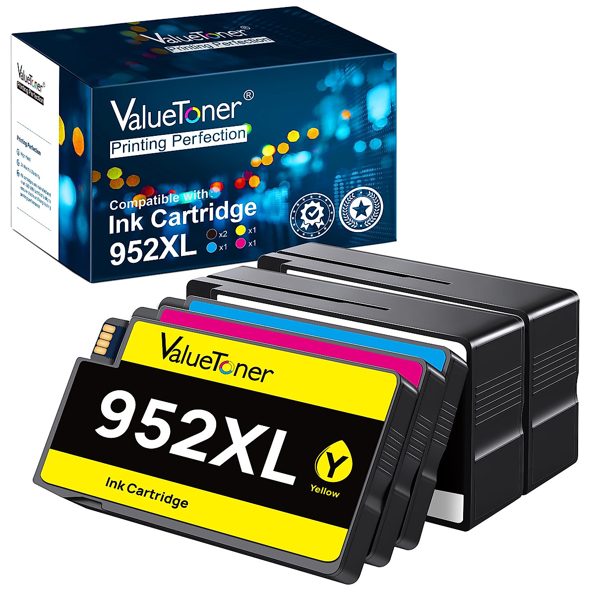 Valuetoner Remanufactured Ink Cartridges Replacement for Upgraded HP 952 XL 952XL Ink Cartridges Combo Pack High Yield for OfficeJet Pro 8710 8720 7740 8740 7720 8715 8702 Printer (5-Pack)