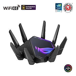 ASUS ROG Rapture GT6 (2PK) Tri-Band WiFi 6 Gaming Mesh WiFi System & ROG Rapture WiFi 6E Gaming Router (GT-AXE16000) - Quad-Band, 6 GHz Ready, Dual 10G Ports, 2.5G WAN Port, AiMesh Support