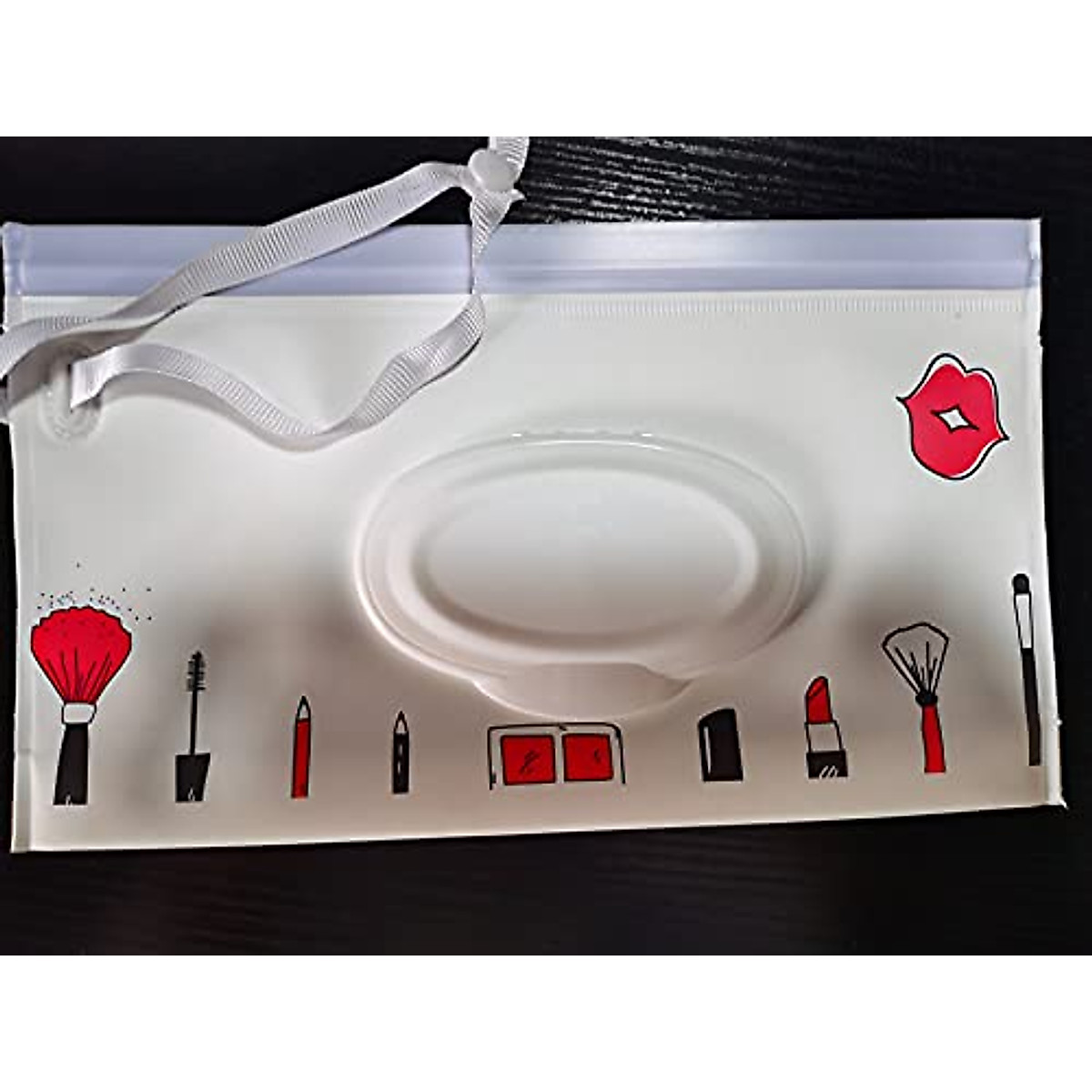 kewaii Portable Wet Tissue Bag Cover, Reusable and refillable Personal Travel Tissue Dispenser Box (White Cosmetics)