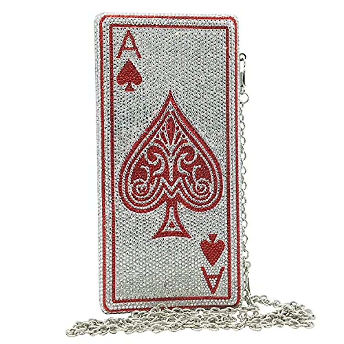 Novelty Poker Card Ace Of Hearts Evening Bags and Clutches for Women Crystal Clutch Bag Rhinestone Handbags Party Purse (Small, Heart A)