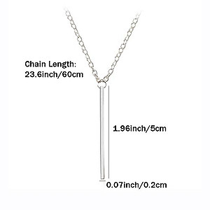 Luxcastle Bar Y Necklace Simple Long Vertical Bar Necklace Long Chian for Women (Silver)