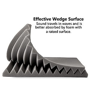 Sound Proof Foam Panels for Walls: 12 pcs Acoustic Foam Panels with Double Side Adhesive Sticker for Studio Recording Office Bedroom Home Theaters 1 X 12 X 12 Inches (Triangle Gray)