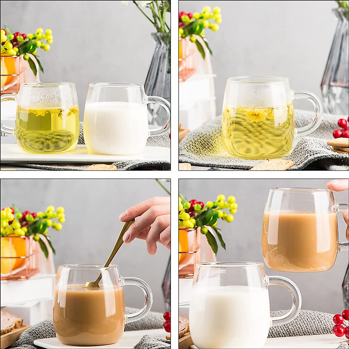 Hemoton Transparent Glass Mug 350ml Glass Water Mug Juice Cup Milk Tea Cup Water Mug Clear Coffee Cups for Latte Americano Cappuccinos