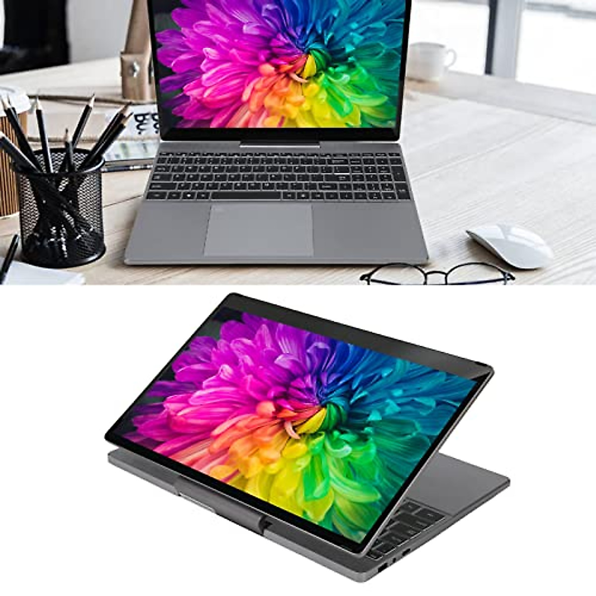 Haofy Gaming Laptop, Gravity Sensor 12GB DDR5 RAM 15.6in Touchscreen Fingerprint Reader Tablet Laptop Multi Mode for School (US Plug 512GB)