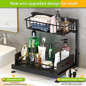 Mlinavn 2 Pack Under Sink Organizer,Pull Out Cabinet Organizer 2 Tier Slide Out Sink Shelf Cabinet Organizer and Storage,Adjustable Under Counter Organizers for Under Kitchen Bathroom Organization