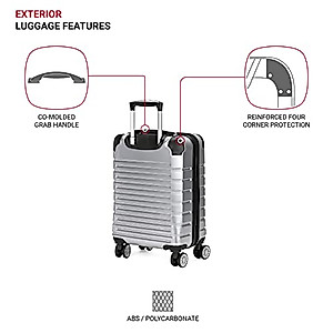 SwissGear 7782 Hardside Expandable Luggage with Spinner Wheels, Silver, Carry-On 20-Inch