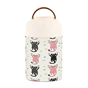 CUPADA Scratch Cats Cartoon Food Jar, Funny Kitten Insulated Hot Food Jars Vacuum 17OZ with Folding Spoon for Work Trip Picnic Camping