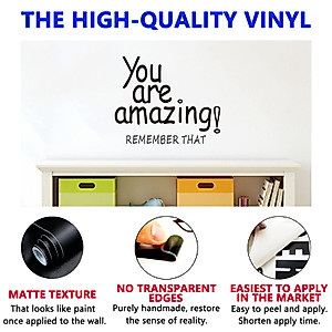 Wall Stickers for Kids, Motivational Wall Decals, (Easy to Apply), Vinyl Wall Decor Art Quotes Inspirational Boys Girls Teen Men Women, Bedroom Gym Office Home Words Signs, You are Amazing 18"X15"