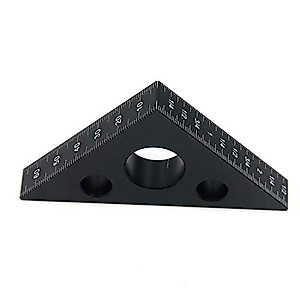 T Tulead Carpenter Square Triangle Ruler Aluminum Alloy Woodworking Ruler 45 Degree Woodworking Square Measurement Tool Black