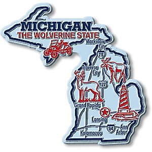 Michigan Giant State Magnet by Classic Magnets, 4.1" x 4", Collectible Souvenirs Made in The USA