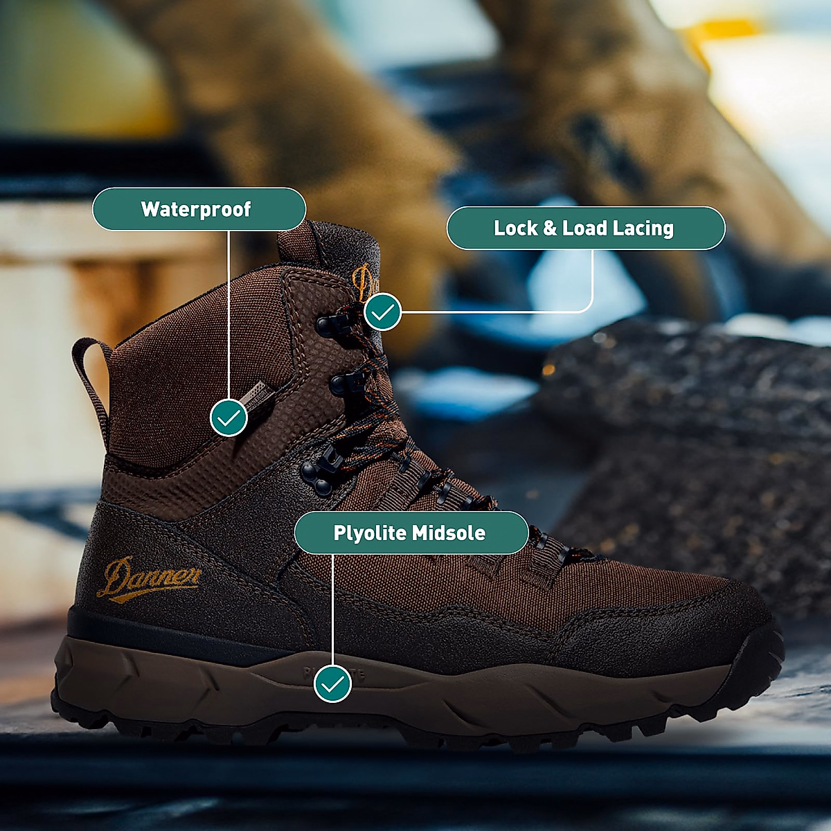 Danner Vital Trail 5” Hiking Boots for Men - Waterproof, Abrasion-Resistant Leather and Textile, with Shock-Absorbing Midsole and Traction Outsole, Coffee Brown - 10.5 D