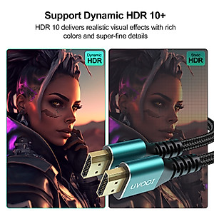 UVOOI 8K HDMI ARC/eARC Cable for Soundbar 6.6FT, eARC HDMI 2.1 Cable, High Speed HDMI Cord 48Gbps 8K@60Hz, 4K@120Hz Dolby Atoms (HDCP 2.2&2.3, 3D, HDR10) for Sound bar, Roku TV, PS5, HDTV, Blu-ray