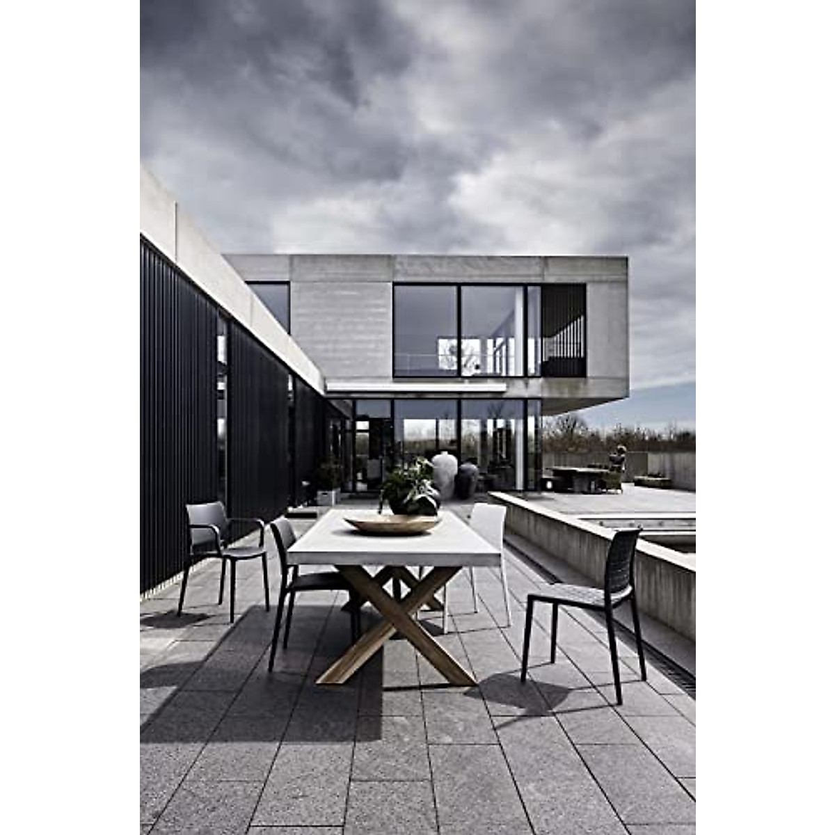 Omax Decor Cleo Indoor or Outdoor Modern Stackable Patio Dining Side Chair-(Set of 2), Anthracite