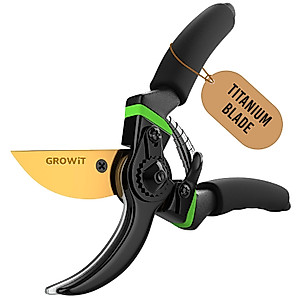 GrowIt 8.5" Professional Titanium Bypass Pruning Shears (T13)- Super Sharp Premium Garden Shears, Pruning Shears For Gardening, Garden Hedge Clippers Handheld Pruners - Garden Scissors Heavy Duty Tool
