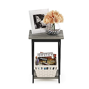 FURINNO Modern Simplistic Criss-Crossed End Table, French Oak Grey