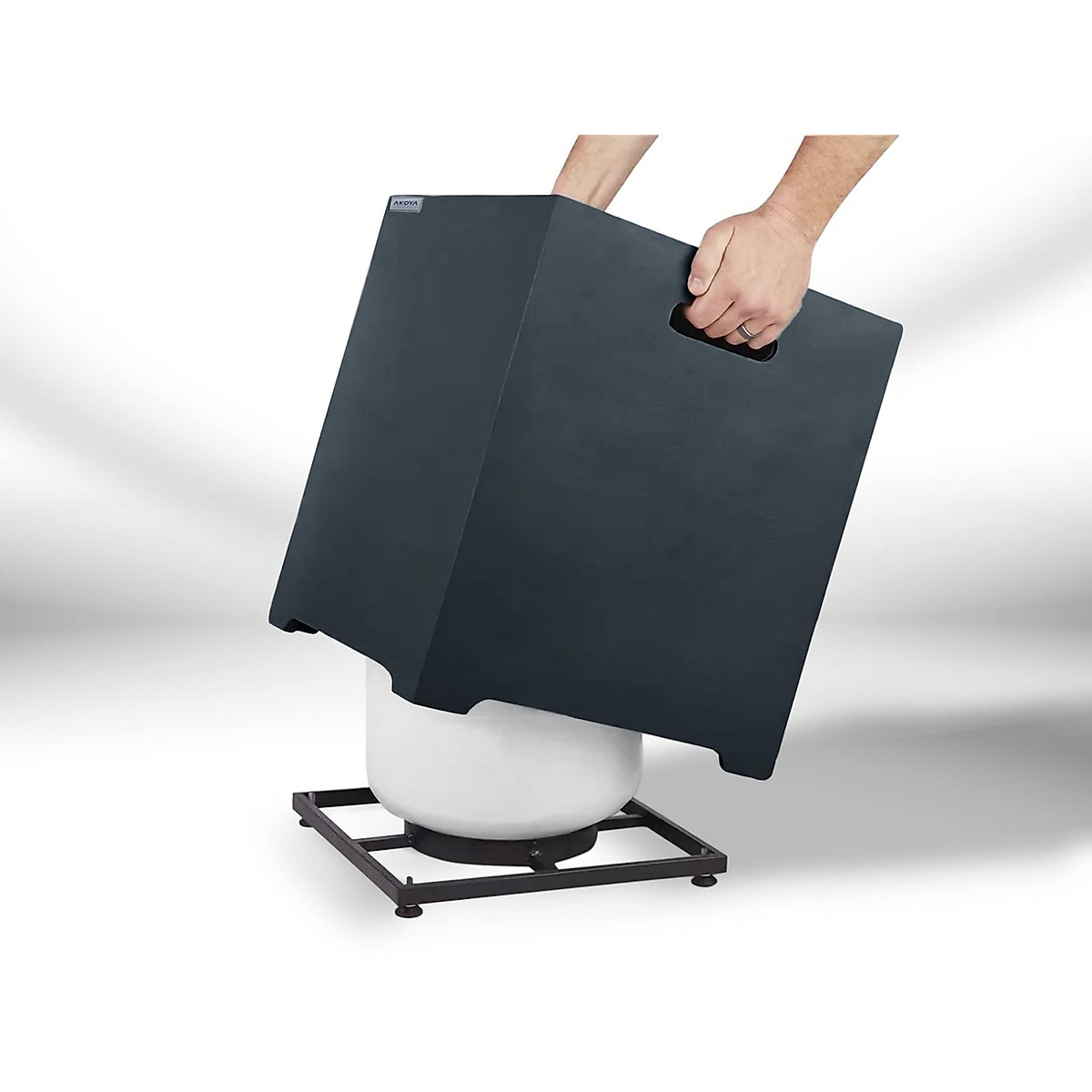 AKOYA Outdoor Essentials 20-Pound Propane Tank Hideaway for Fire Tables in Gray