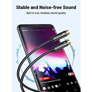 UGREEN Headphone Splitter 3.5mm 4 Pole TRRS Audio Splitter Mic Y Headset Splitter Stereo Separate Jack Compatible with PS4 Xbox Laptop Phone PC Gaming Headset Black