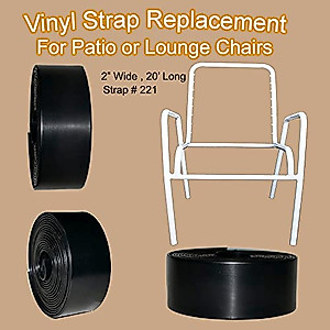 3/4" Wide Vinyl Chair Strap for Patio Pool Lawn Garden Furniture Repair 20' Durable Roll - Best for Strapping, Repair & Restoration (Black #221)