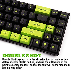 112 Keys GSA Profile Keycaps Double Shot ABS Ball Shape Black Green for Cherry Mx Switch Mechanical Gaming Keyboard Keycap(Green Black)