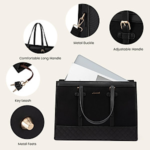 LOVEVOOK Laptop Bag for Women 15.6 inch Canvas Laptop Tote Bag, Large Capacity Work Bag with Clutch Purse, Computer Bag Office Business Briefcase, Casual Handbag for Travel College Teacher School