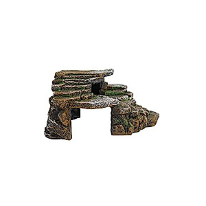 PENN-PLAX Reptology Shale Scape Step Ledge & Cave Hideout – Decorative Resin for Aquariums & Terrariums – Great for Reptiles, Amphibians, and Fish – Medium