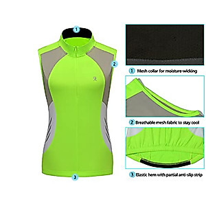 Little Donkey Andy Women's Bike Vests Sleeveless Cycling Jerseys Shirts Breathable 4 Rear Pockets Fluorescent Yellow M