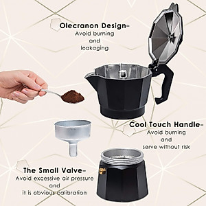 Mixpresso Aluminum Moka Stove Coffee Maker With Coffee Mug, Moka Pot Coffee Maker for Gas, Electric Stove Top, Classic Italian Coffee Maker, Espresso Greca Coffee Maker, Percolator 3 Espresso Cup 5 oz