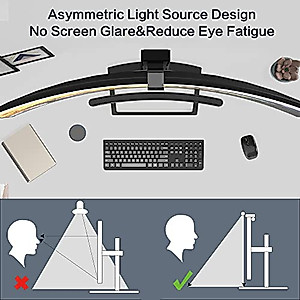 ONWAY Curved Monitor Light Bar with Wireless Remote,Monitor Light Bar with Auto-Dimming and Camera Base,Applicable to all screens. No Screen Glare,for Home and Office