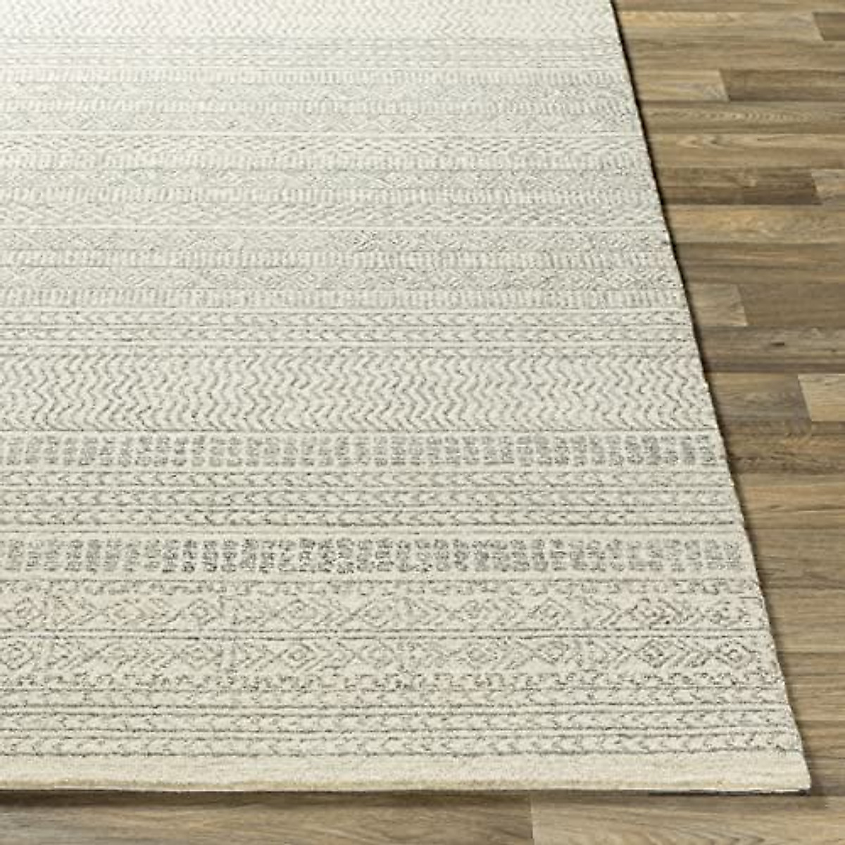 Mark&Day Wool Rugs, 8x10 Melun Global Medium Gray Area Rug, Beige Brown Carpet for Living Room, Bedroom or Kitchen (8' x 10')