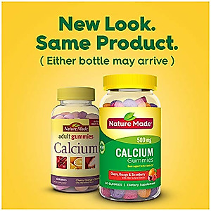 Nature Made Calcium Gummies 500 mg Per Serving with Vitamin D3, Dietary Supplement for Bone Support, 80 Gummies, 40 Day Supply
