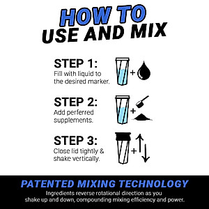 Helimix 2.0 Vortex Blender Shaker Bottle 28oz | No Blending Ball or Whisk | USA Made | Portable Pre Workout Whey Protein Drink Shaker Cup | Mixes Cocktails Smoothies Shakes | Dishwasher Safe (28 oz, Blue)