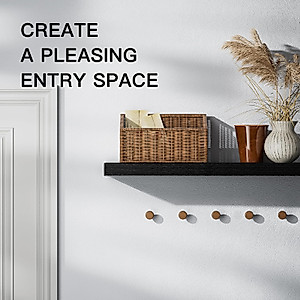 AMADA HOMEFURNISHING Floating Shelves Wall Mounted, 24 x 7 Inch Wall Shelves for Bathroom, Bedroom, Living Room, Black Shelves Set of 2 - AMFS05