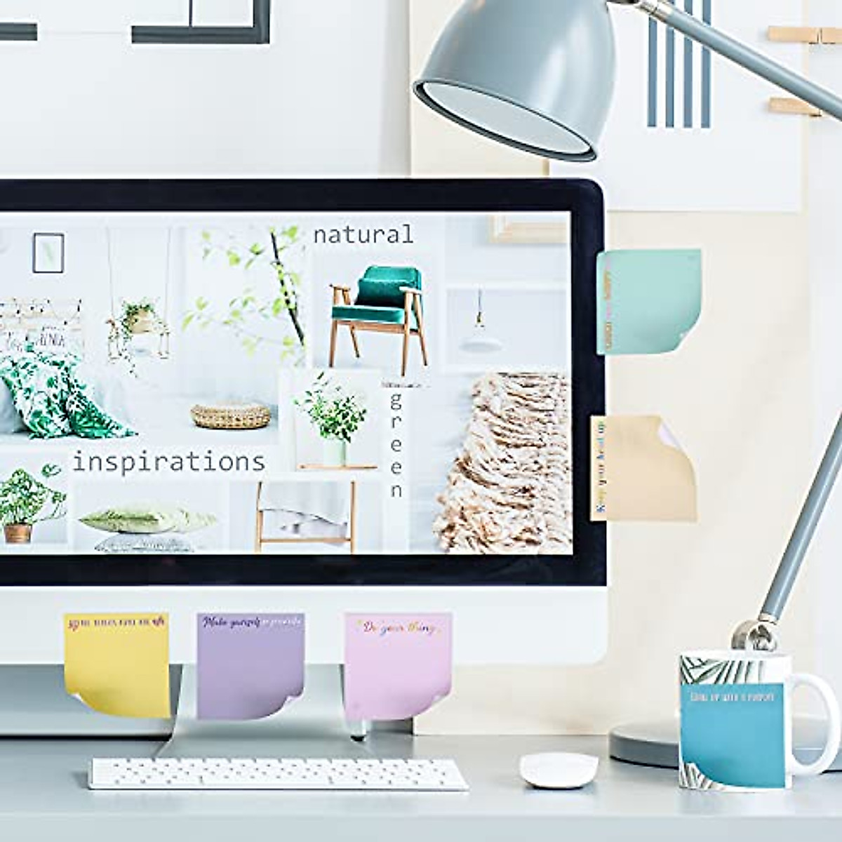 Inspirational Sticky Notes 3 x 3 Inch Motivational Fun Notepads 50 Sheets Each Positive Gifts for Teacher Nurse Coworkers Work Studying Supplies(Simple Style, 12 Pieces)